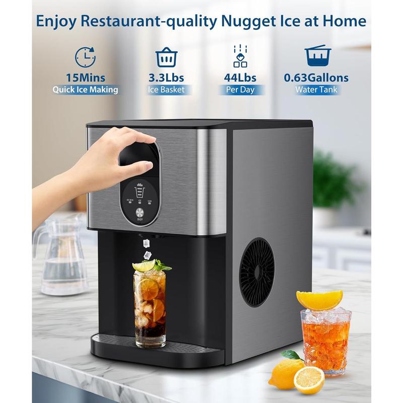 Nugget Ice Maker, 44lbs/Day, Fast 15min Ice, Self-Dispensing & Self ...